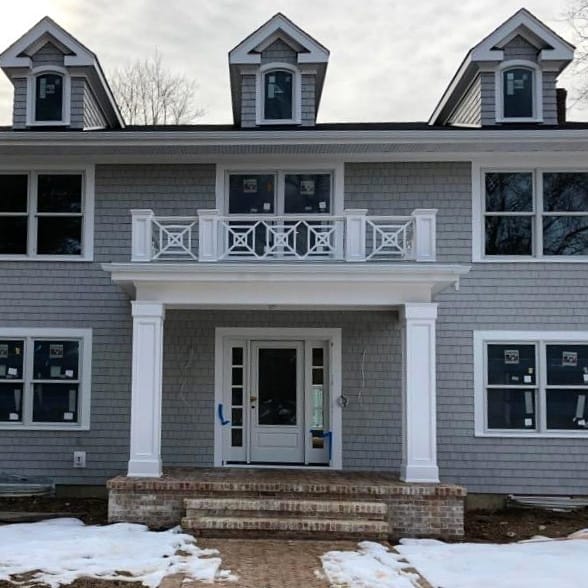 Custom Portico Versatex PVC railings – Executive Architectural Millwork